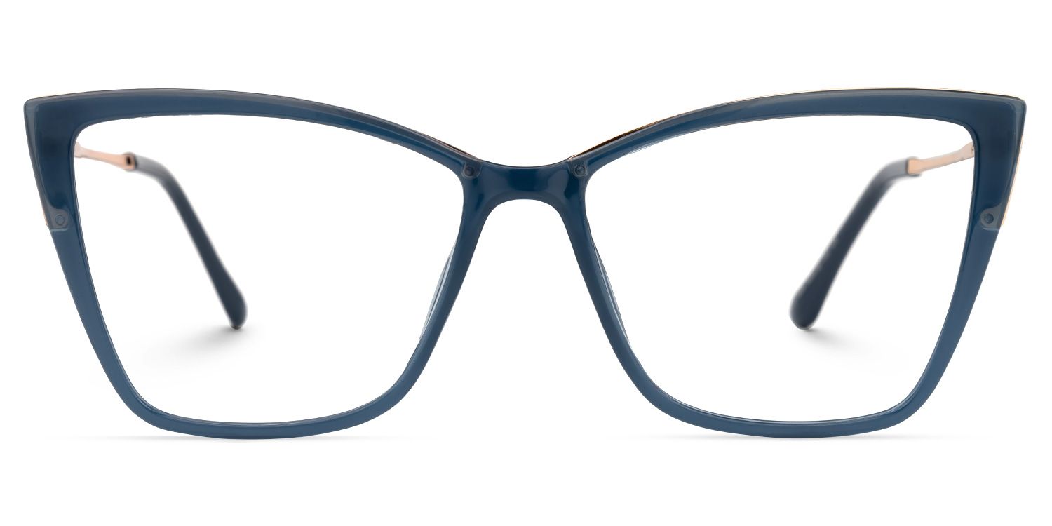 Brandy Cateye Dark-Blue Glasses | Zeelool Optical
