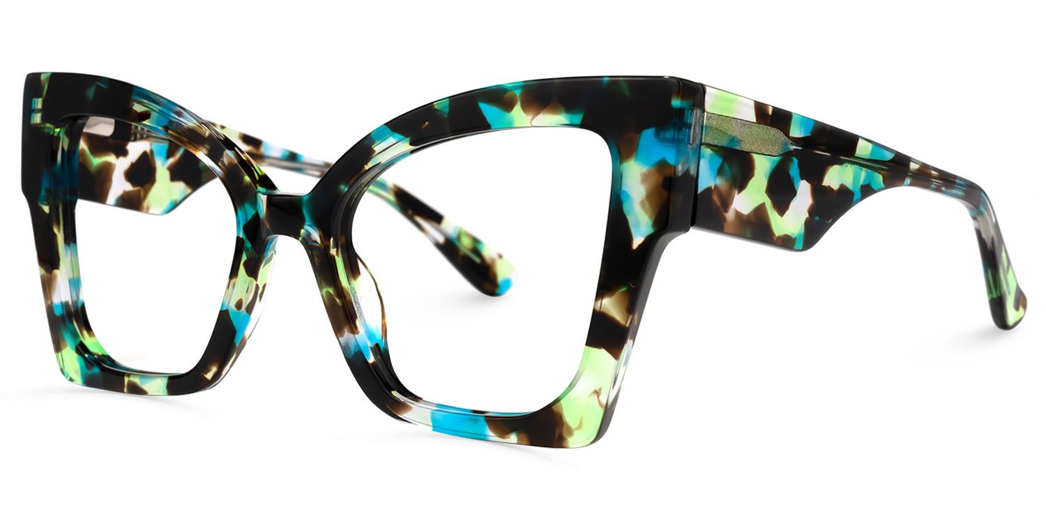 Kayan Cateye Green-Floral Glasses | Zeelool Optical
