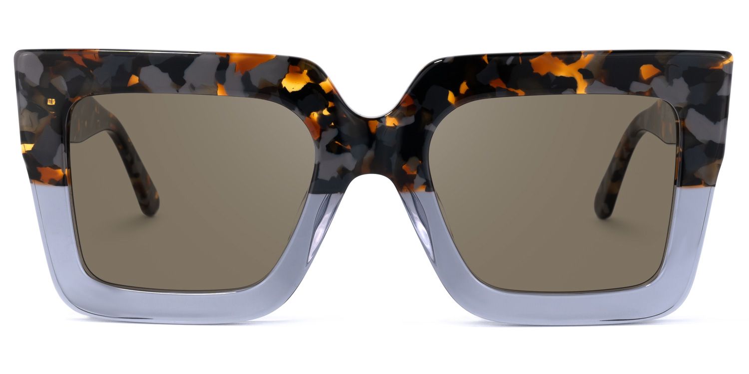 Brandon Square Green-Pink Glasses | Zeelool Optical